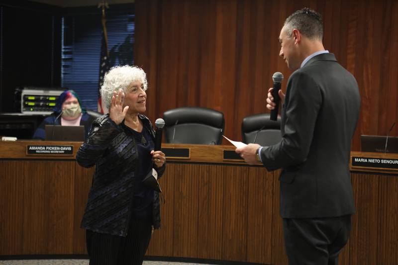 Trustees sworn into office; Maria Nieto Senour selected as board president